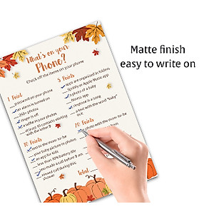 PUMPKINS Baby Shower Game — WHAT'S ON YOUR PHONE Baby Shower Game — Pack of 25 — LITTLE PUMPKIN Baby Shower Games, Fall Halloween Baby Shower Game, Baby Shower Activity, SKU G330-PHN