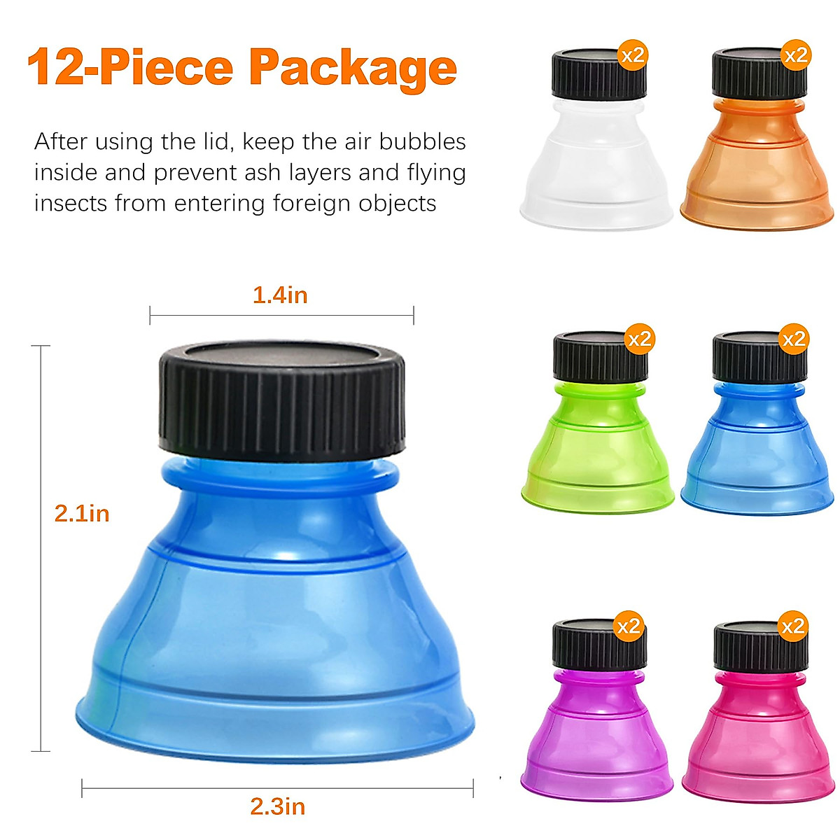 CoguZed 12 Packs Soda Can Lids and Covers - Spill-proof Soda Can Lid for Beer, Juice, Energy Drinks - BPA-free Reusable Can Lids Soda Accessories for Picnic and Beach Parties