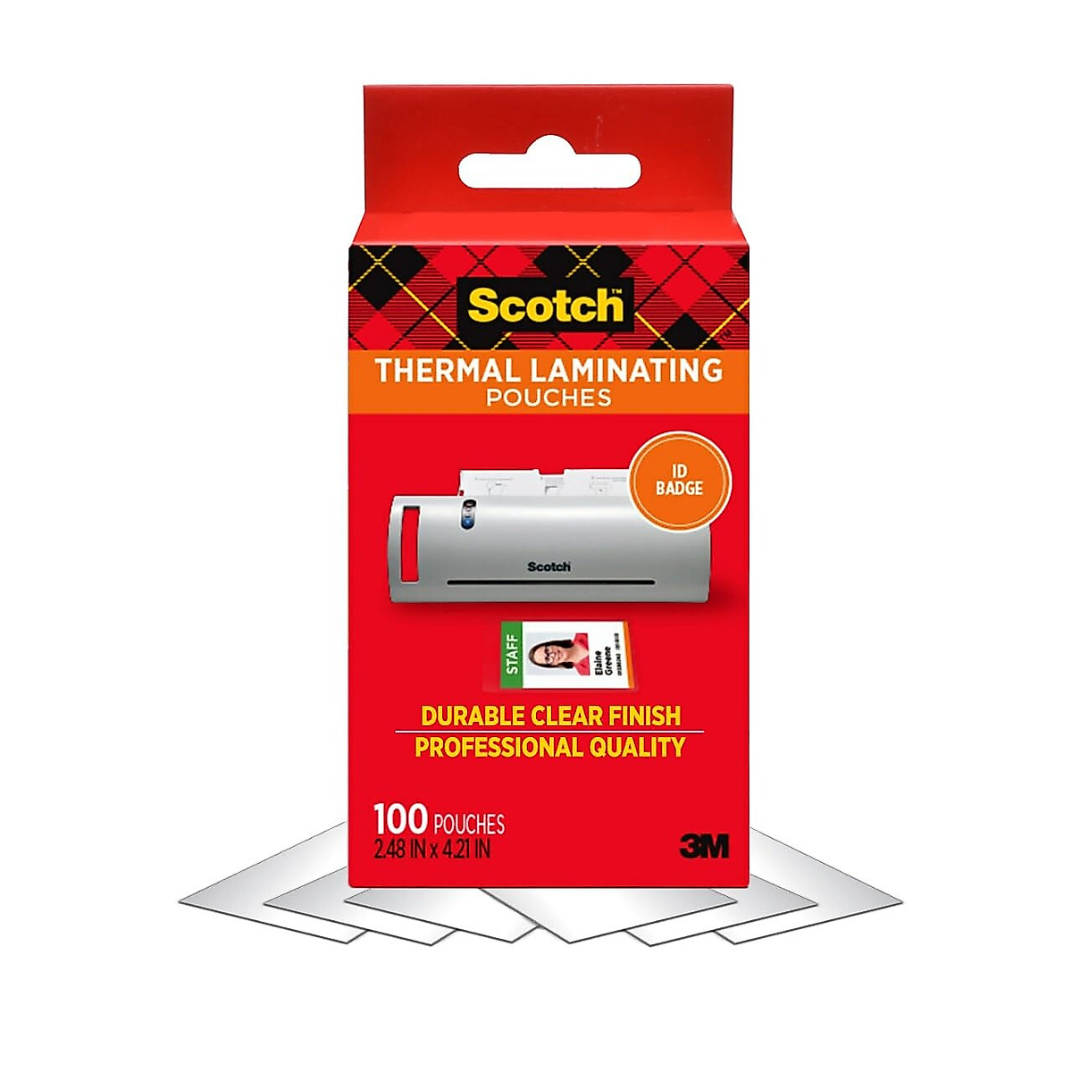 Scotch Brand Scotch ID Badge Size Thermal Laminating Pouches, 5 mil, 4 1/4 x 2 1/5, 100/Pack