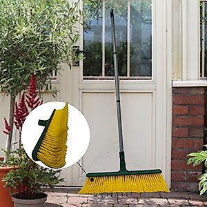 Spealloy LRB4419 Leaf Turf Broom 16" W x 55" H for Lawns Yard Artificial Grass Rake Heavy Duty for Leaves, Lawns, Carpet Rake & Groomer (Curved Bristle)