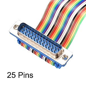 uxcell® IDC Rainbow Wire Flat Ribbon Cable DB25 Male to DB25 Male Connector 2.54mm Pitch 19.7inch Length