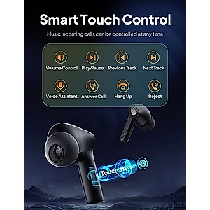 Wireless Earbuds Bluetooth V5.3 Headphones 50H Playback Deep Bass Stereo Ear Buds with LED Power Display Charging Case IPX7 Waterproof Earphones with Mic Headset for Laptop Pad Android/iOS Phones