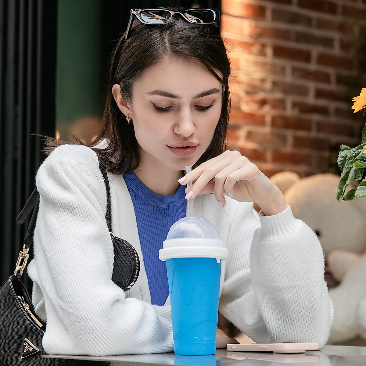 Slushie Maker Cup,FUROLD Frozen Magic Squeeze Cup Slush Cup DIY Slushies Cup Smoothies Double Layers , Homemade Slushie Machine w/ Straw and Spoon, Ice Cream Maker Cool Stuff Gifts for Kids & family