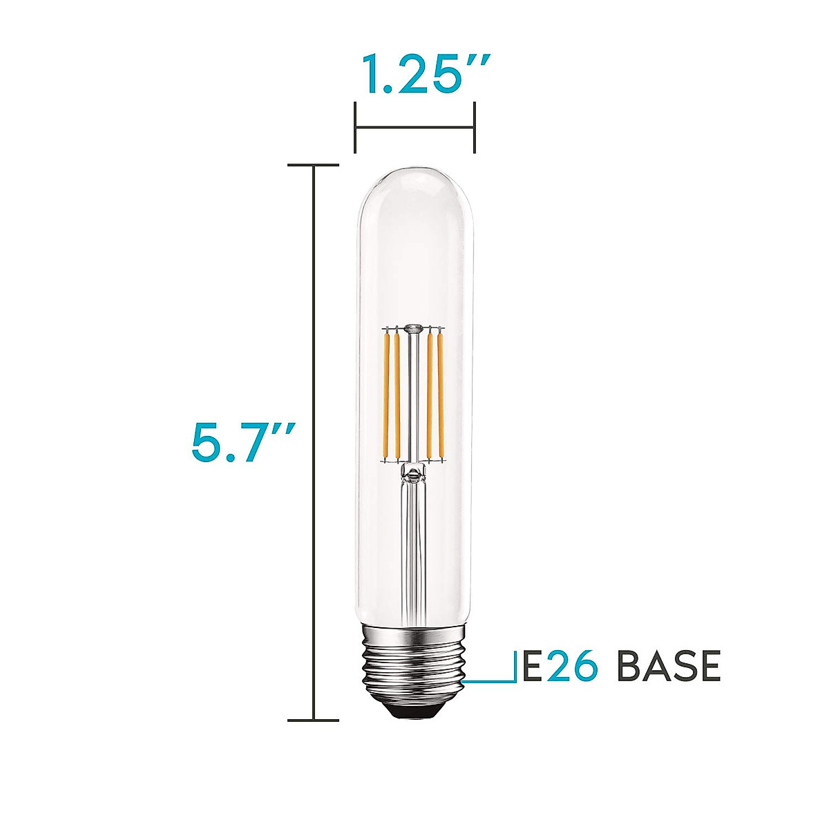 LUXRITE Vintage T9 LED Tube Light Bulbs 60W Equivalent, 2700K Warm White, 550 Lumens, Dimmable Edison Tubular Light Bulbs 5W, Clear Glass, LED Filament Bulb, UL Listed, E26 Standard Base (4 Pack)