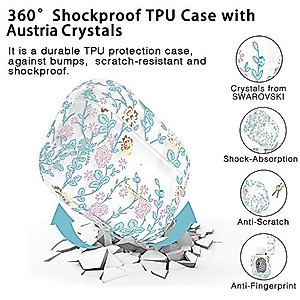 KINGXBAR Queenxbar Airpods Case Cover, Clear Hard PC Airpods Cover Sparkle Crystals with AirPods Strap/Ear Hook/Watch Band Holder/Heart-Shaped Carabiner for Airpods 1 & 2(Front LED Visible)