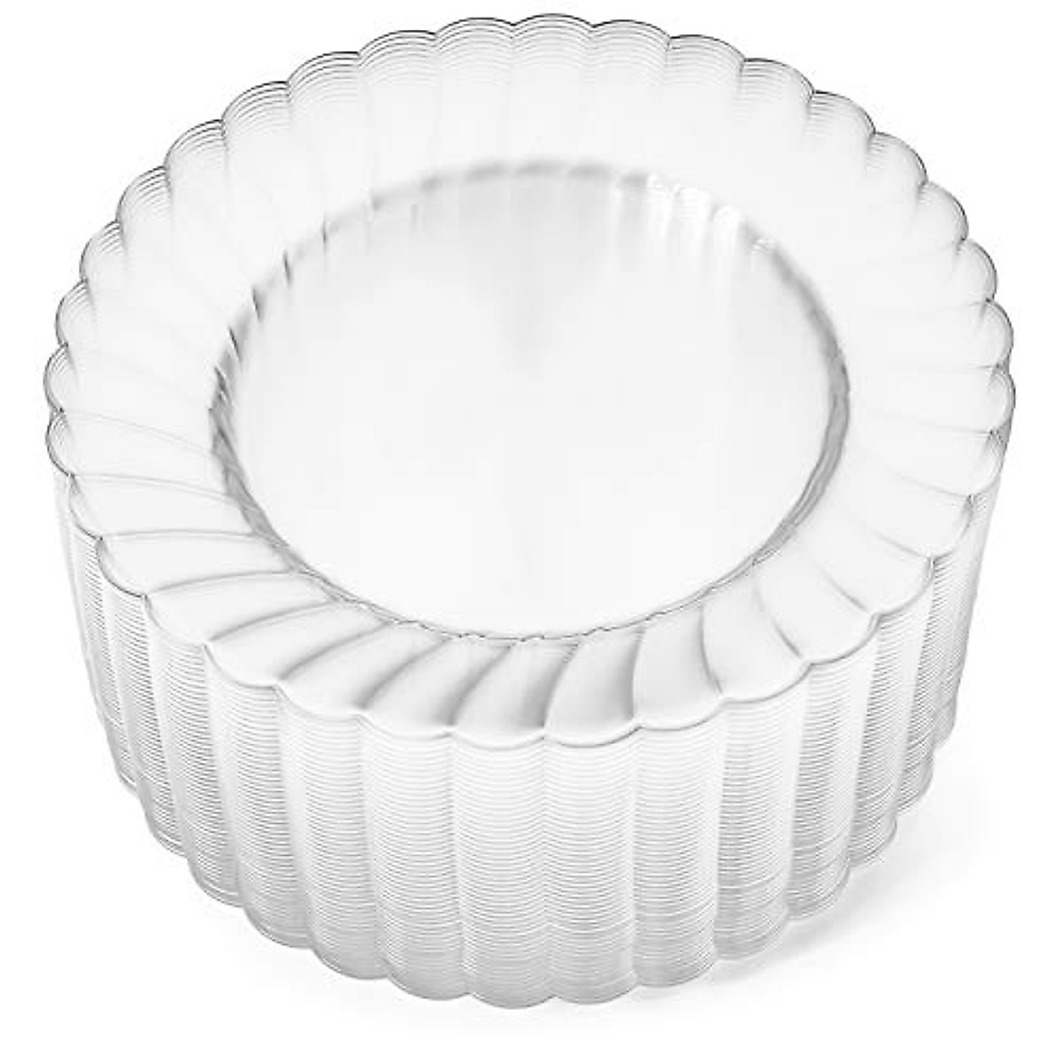 Oasis Creations Premium Hard Plastic Plate Set 100 x 6” Clear Round Plates - Washable & Reusable - Party Supplies For Birthdays, Celebrations, Buffets, Fiestas, Catering & More