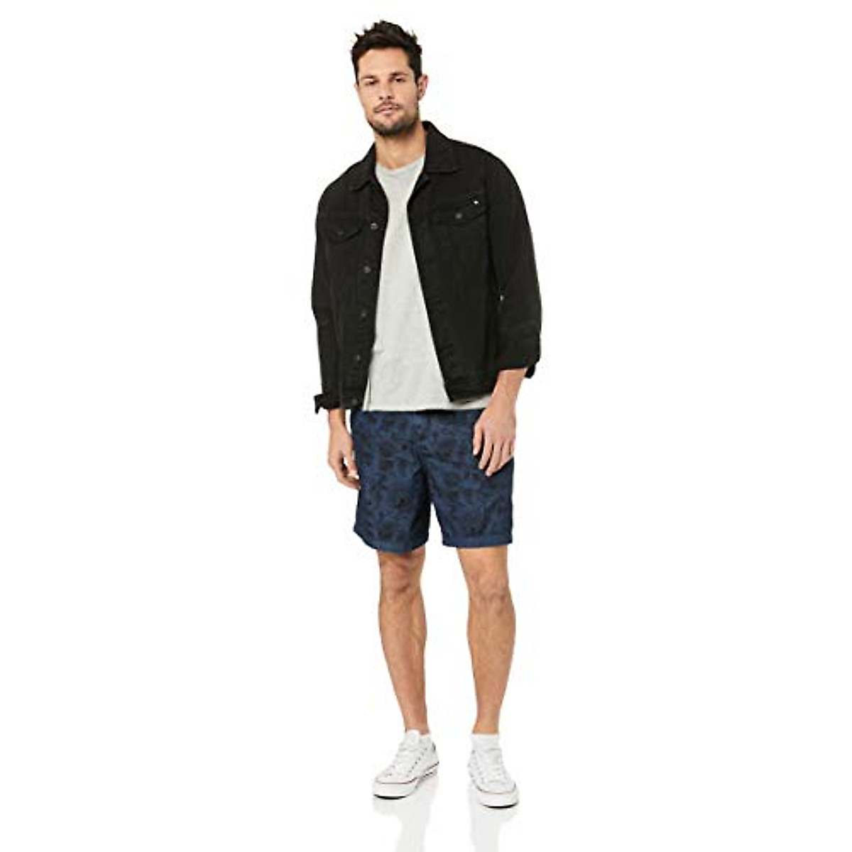 A|X Armani Exchange Men's Yarn Dyed All-Over Printed Cotton Twill Bermuda Short, Indigo pailsey, 30