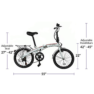 Xspec 20" 7 Speed Folding Compact City Commuter Bike, White (NOT an Electric Bike)