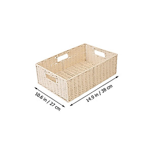 ABOOFAN 1pc Rattan Storage Basket Rustic Basket Woven Basket Makeup Containers Willow Basket Rattan Serving Basket Handmade Basket Home Decor Sundries Basket Storage Rack With Cover Grass