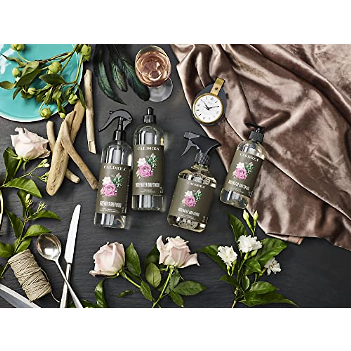 Caldrea Linen And Room Spray Air Freshener, Made With Essential Oils, Plant-Derived And Other Thoughtfully Chosen Ingredients, Rosewater Driftwood Scent, 16 Oz