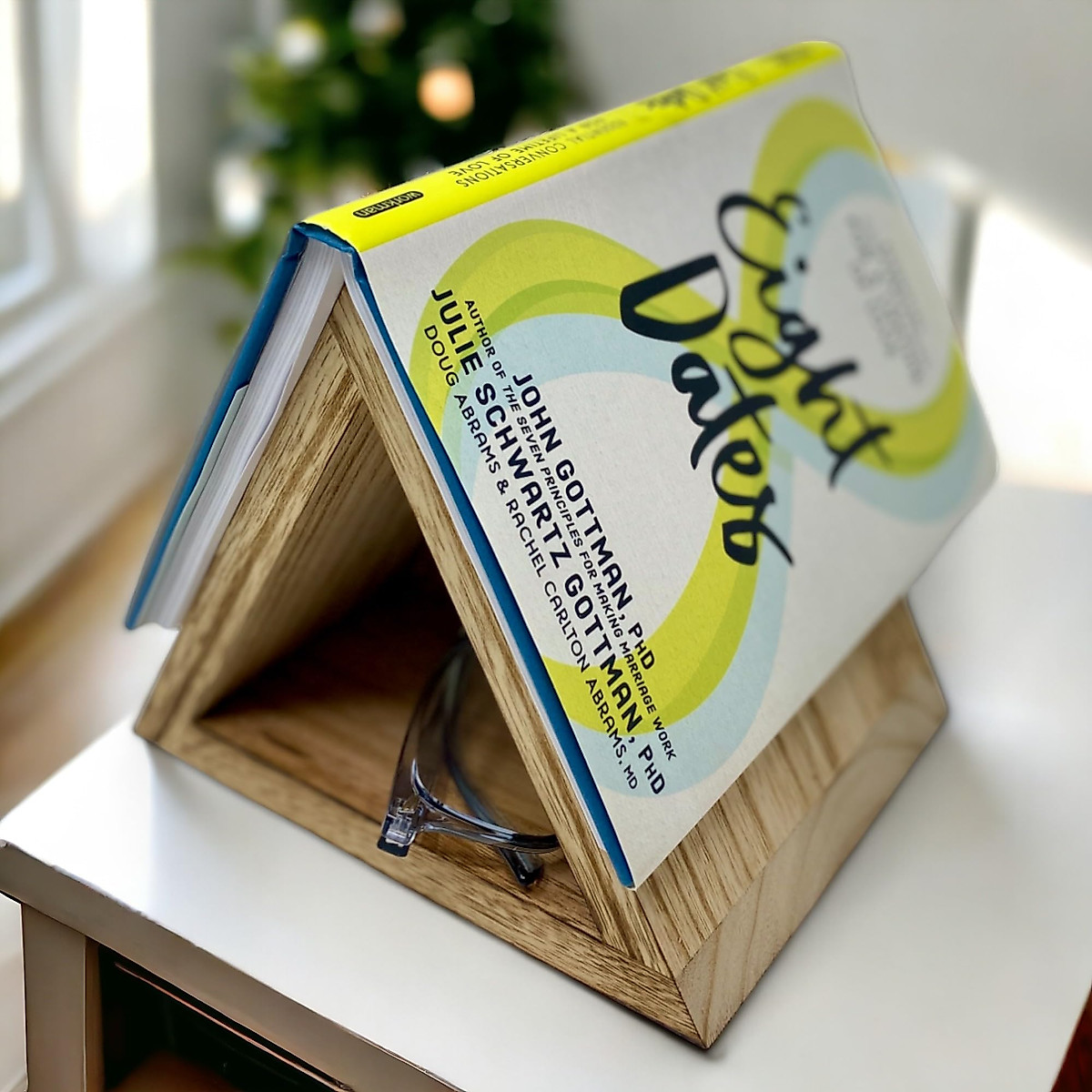 Multi-Functional Triangle Book Holder No Assebmly Required | Convenient Book Stand with Storage Cubby for Organized Reading Experience | Wooden Book Accessory | Perfect Gift for Book Lovers