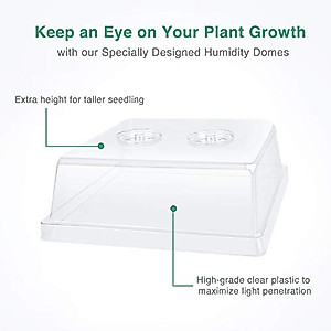 [Thick Plastic] 4 Set Strong Seed Starter Tray with 4" Humidity Dome and Pellet Holder for 100 Jiffy 30mm, 36mm & 42mm Peat Pellets, Seed Starting, Germinating Propagating, Pellet Not Included