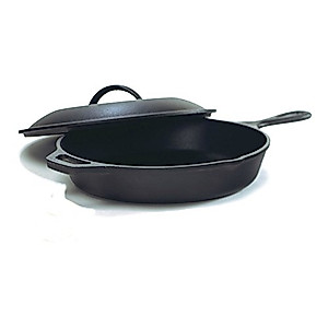 Lodge Seasoned Cast Iron Skillet with Cast Iron Lid (12 Inch) - Cast Iron Frying Pan With Lid Set.