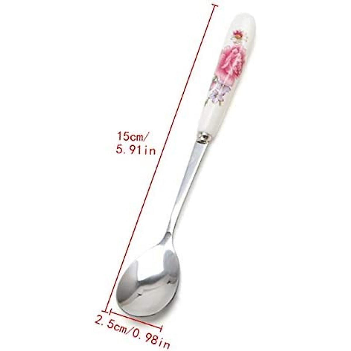 Aiptosy 6 Pack Stainless Steel Coffee Spoon Ceramic Handle Teaspoon Sugar Spoon Ice Cream Desert Spoon Stirring Soup tableware