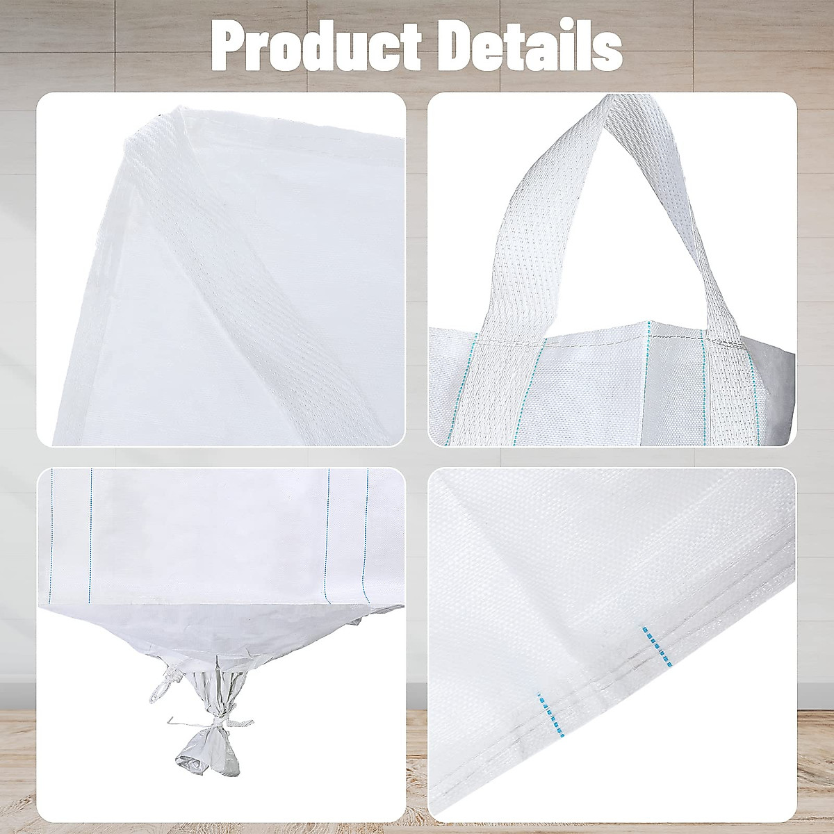 6 Pcs FIBC Bulk Bags 35" L x 35" W x 43" H, Holds Up To 3300 Lbs (SWL) Woven Polypropylene Sack for Dumpster, Feed Grain, Construction, Gravel, Waste Management, Sand Bags With 4 Lift Loops