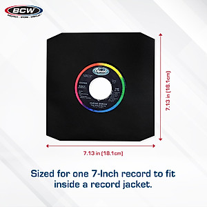 BCW 7 Inch Vinyl Record Paper Inner Sleeves - Angle Cut Corners - Black | Pack of 50 | Protective LP Album Sleeves for Vinyl Storage and Preservation | Compatible with 45 RPM Albums