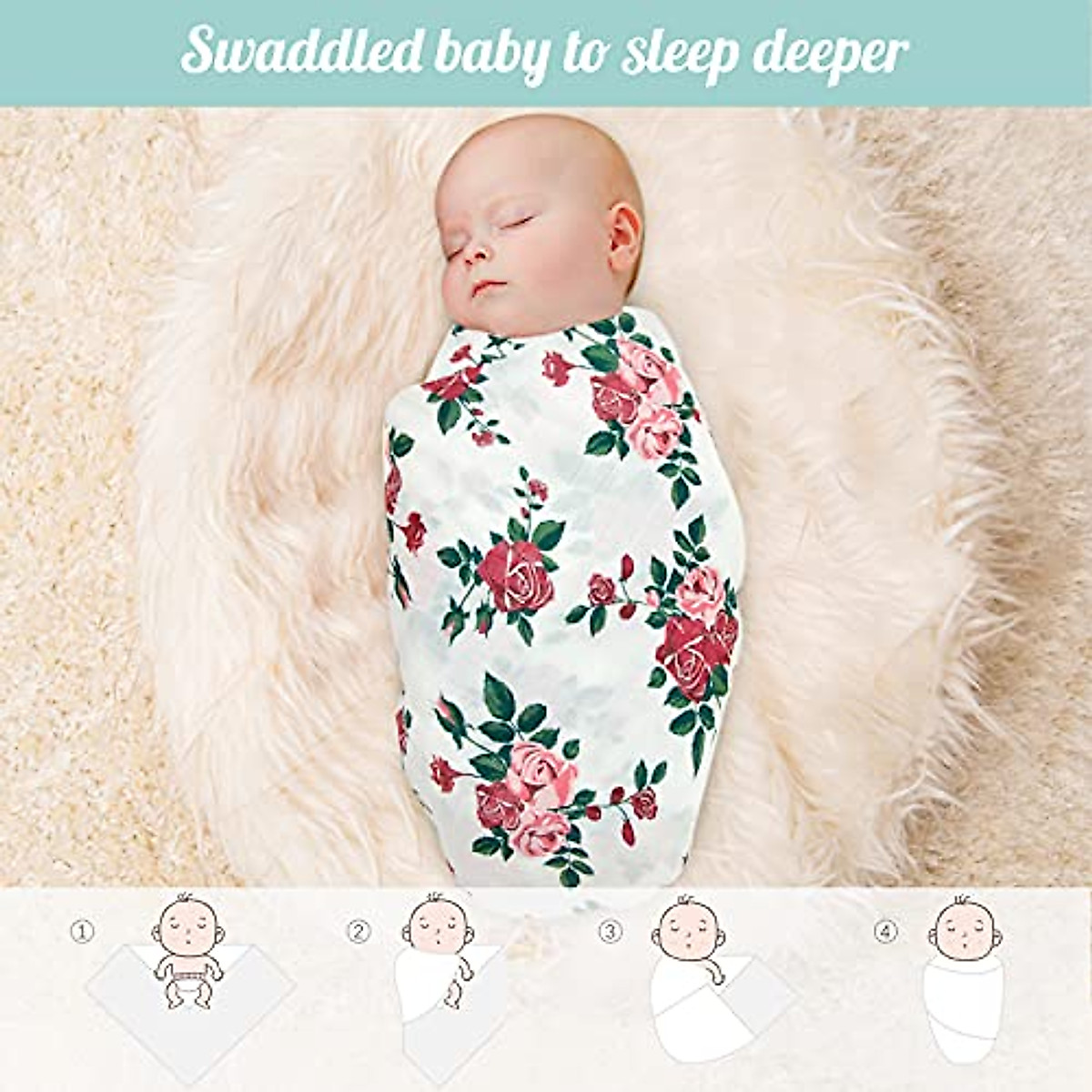 Baby Swaddle Blanket Unisex Swaddle Wrap Soft Silky Bamboo Muslin Swaddle Blankets Neutral Receiving Blanket for Boys and Girls, Large 47 x 47 inches, Set of 4