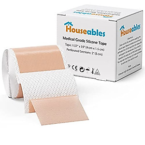 Silicone Scar Sheets, Soft Gel Tape, 1.57” x 60”, with 2” Perforations, Tan, Flexible, Medical Grade for Surgery, Keloids, Burns, Sensitive Skin, Wound Protection, Healing Patch | Houseables