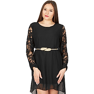 BlackButterfly Metallic Elastic Stretchy Chain Belt (Gold/Leaf, US 10-12)