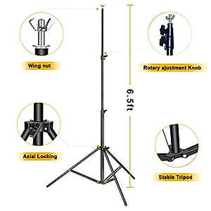 Backdrop Stand for Parties, CPLIRIS 6.5x10ft Adjustable Photo Backdrop Stand Background Support with 4 Spring Clips, 2 Sandbag, 4 Backdrop Holder Clip for Parties, Baby Shower, Birthday