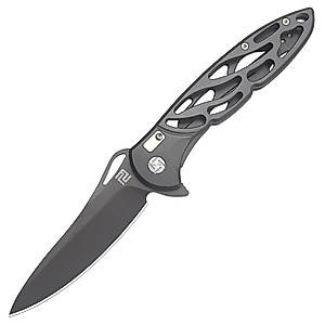 ARTISANCUTLERY Artisan Cutlery Hoverwing Pocket Folding Knife ATZ-1801P, Tactical EDC Knife with Stonewash D2 Blade and Steel Handle for Men Outdoor Hiking Camping Survival Hunting