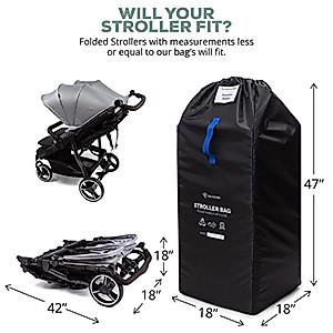 Fam Adorbs Gate Check Stroller Bag for Airplane Travel Durable & Convenient Nylon Stroller Travel Bag with Backpack Straps - Perfect Stroller Cover for Umbrella Stroller & Single to Double Stroller