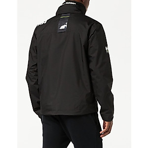 Helly Hansen Men's Crew Hooded Midlayer Fleece Lined Waterproof Raincoat Jacket, 990 Black, Large