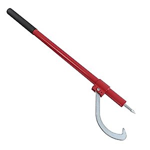 Felled Large Log Peavey Tool with Moving Hook - 8 to 32in Capacity Logger Peavy Hook Log Roller Tool with 42in Handle