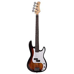 Vasitelan Electric Bass Guitar Full Size 4 String 46 Inch Bass (Brown)