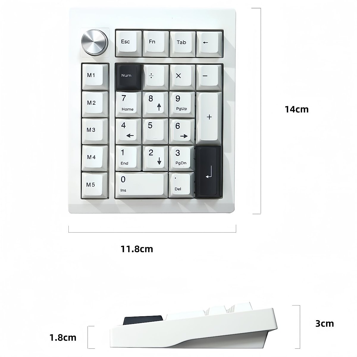 FKZ GMK26 Mechanical Numpad,Gasket QMK/VIA Macro Numeric Keypad Hot Swap Wireless 2.4G/BT5.0/Wired USB-C RGB Backlit 26 Keys Mini Protable Number Keyboard Programmable for Win/Mac/Gaming (White)