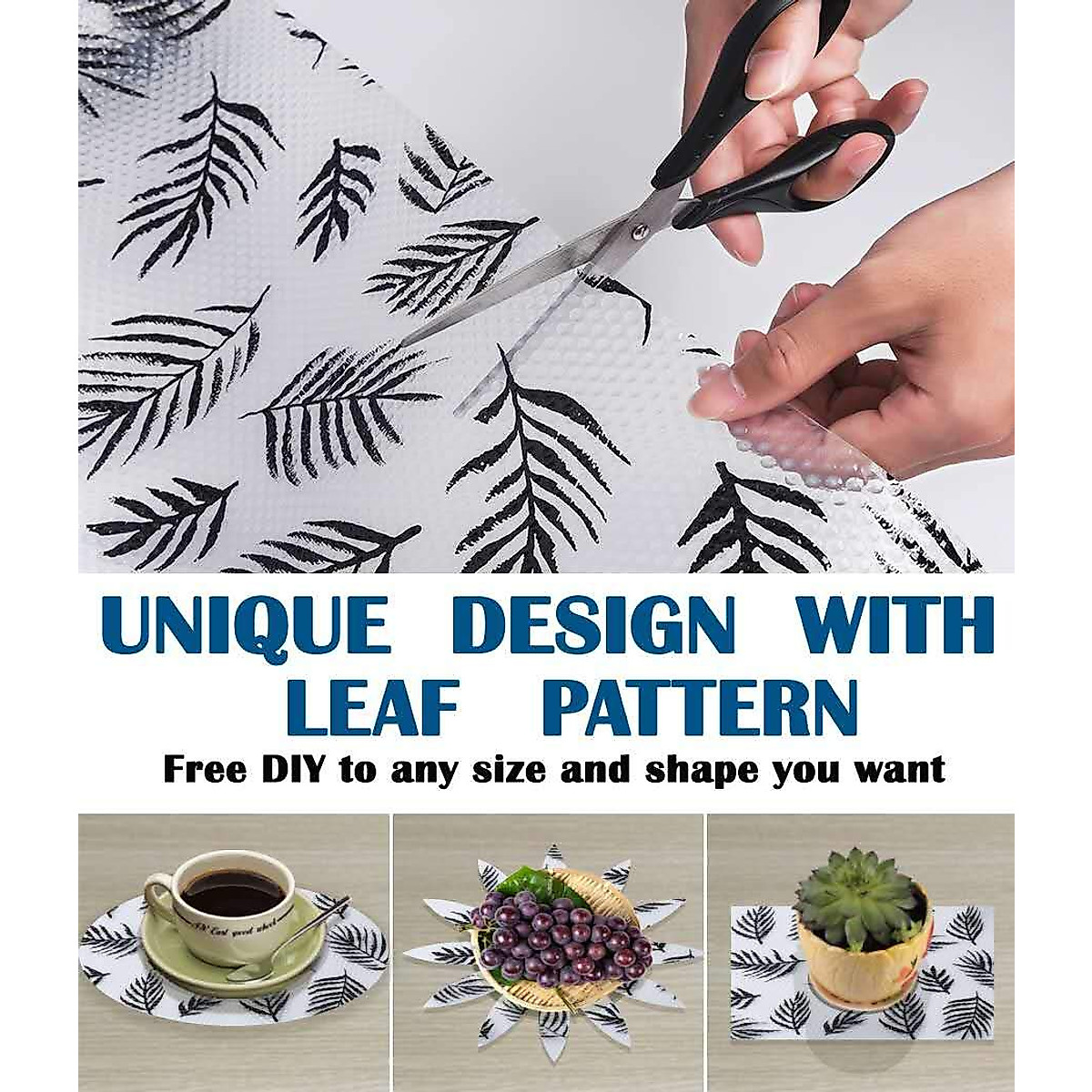 Shelf Liner for Kitchen Cabinets Non-Adhesive Leaf Drawer Liner Non-Slip Refrigerator Liner Waterproof Fridge Pad Cupboard Mat Easy Placemats, Ideal for Wire Pantry Bathroom, 17.7"× 59"