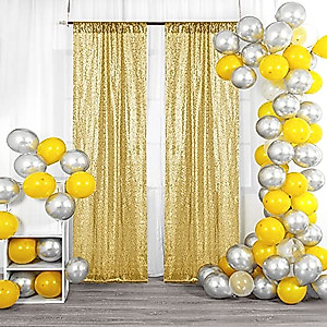 BEDDEB Gold Sequin Backdrop Curtain, 2PCS 2FTx8FT Glitter Backdrop Curtain for Christmas, Birthday, Wedding, Party Decoration