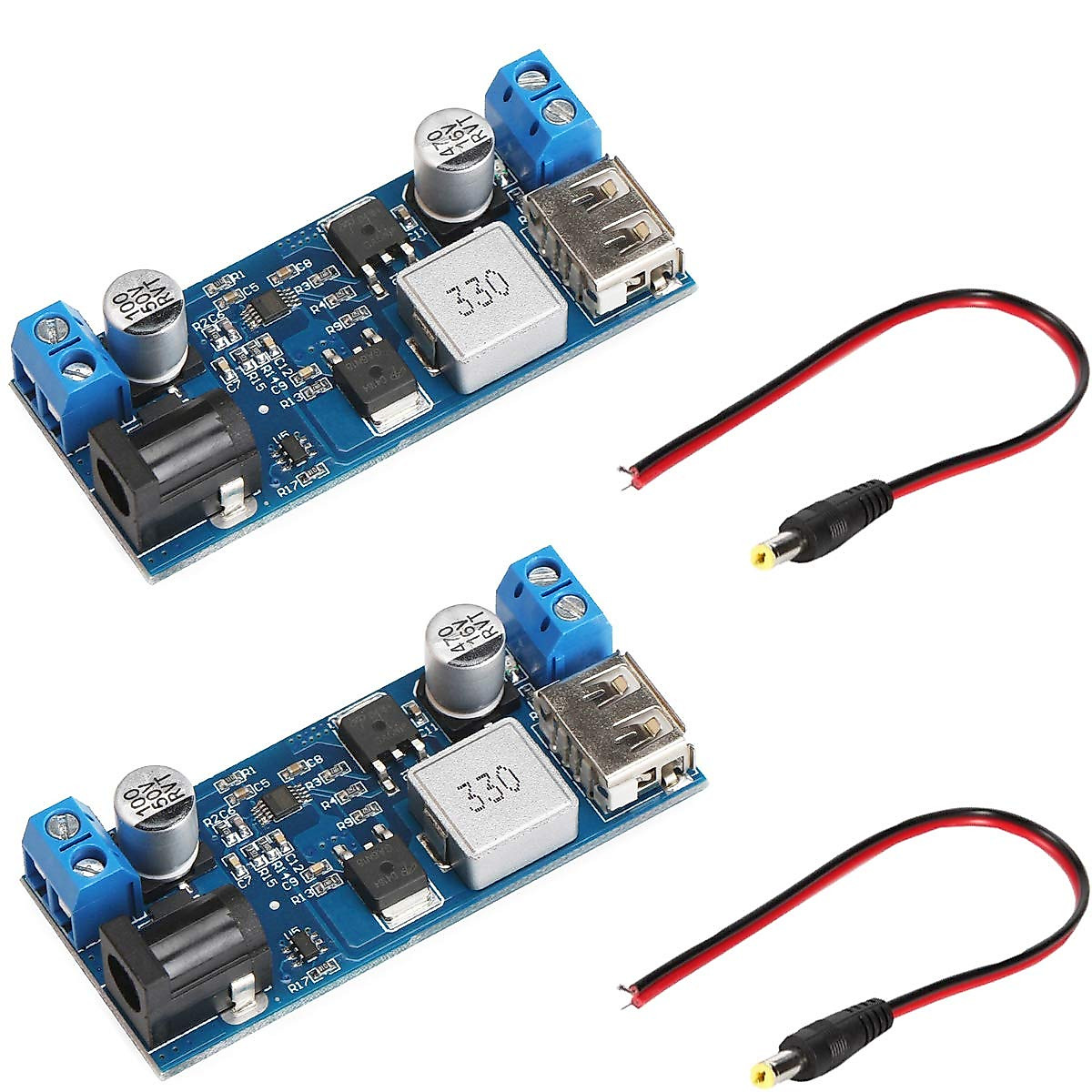 DAOKI 2Pcs 12v to 5v 5A Converter Step-Down Power Supply 24V / 12V to 5V 5A Voltage Regulator DC 9V-36V Step-Down to DC 5V-5.3V 3.5-6A Volt Transformer