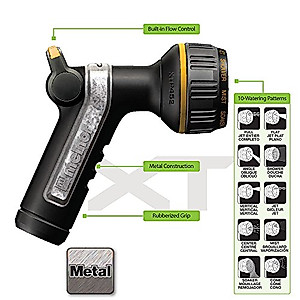 Melnor 65116-AMZ XT Metal 10-Pattern Nozzle with QuickConnect Product Adapter Amazon Bundle, Multi, Heavyweight Thumb Control