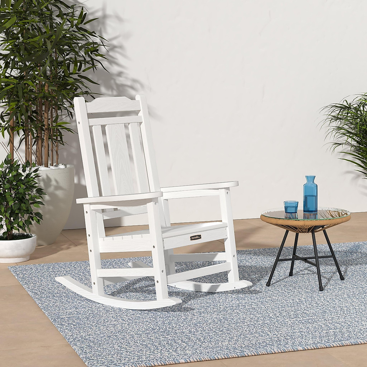 SERWALL Outdoor Rocking Chair White Set of 2