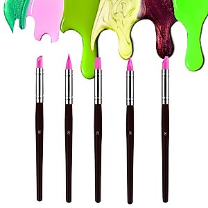 Sdanart Professional Silicone Rubber Tip Paint Pens Brushes，5pcs Silicone Paint Brush，Silicon Color Shapers Brushes，Rubber Paint Brush，Silicone Artist Brushes，Flexible Clay Sculpture Tools （Size 8）