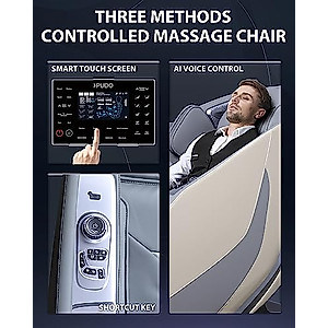 PUDO 2023 4D Massage Chair Full Body | Zero Gravity Shiatsu Massage Chairs Recliner with AI Voice with Heated SL Track Bluetooth Speaker Airbag Yoga Stretch, Foot Roller Auto Legrest (Beige)
