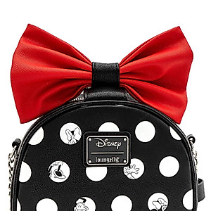 Loungefly x Disney Minnie Mouse Polka Dot Big Red Bow Crossbody Bag (One Size, Black/White/Red)