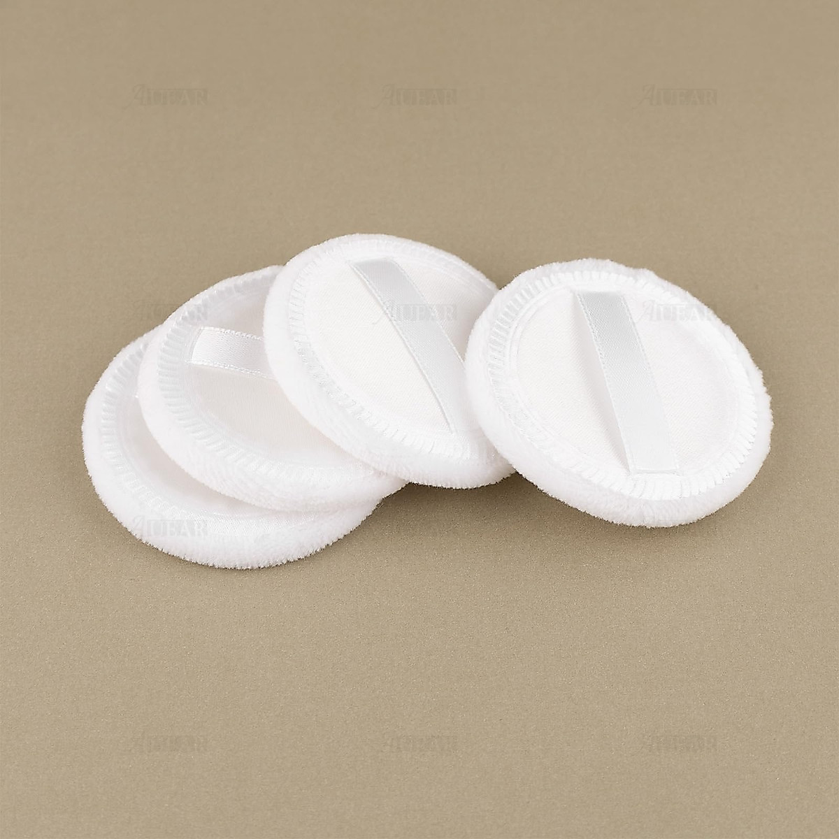 AUEAR, 10 Pack Powder Puffs Washable Pure Cotton Round Makeup Pads 2.36 Inch Cosmetic Face Powder Puff with Ribbon for Loose Foundation (White)