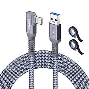 aceyoon Link Cable 10ft Compatible for Oculus Quest 2/1, Braided USB 3.1 GEN1 to Right Angle USB C 5Gbps High Speed Data Transfer & Fast Charging VR Headset Cable for Oculus Link/Rift S