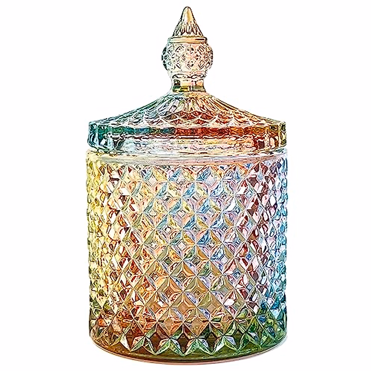 EWEIGEER Colorful Crystal Glass Candy Snack Barrel Storage Jar Embossed Luxury Cookie Buffet Canister With Lids Jewelry Box Jar Biscuit Containers