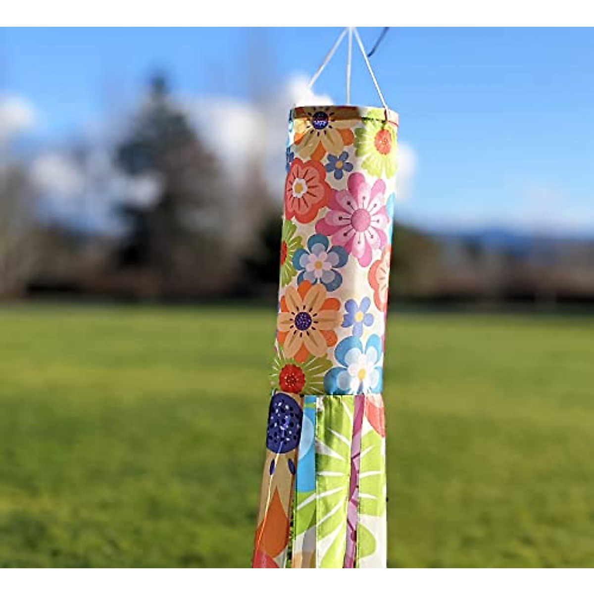 Madrona Brands Bright Flowers Windsock | Durable Outdoor Hanging Decoration | Yard, Garden, Patio, Home and More | 60-Inch