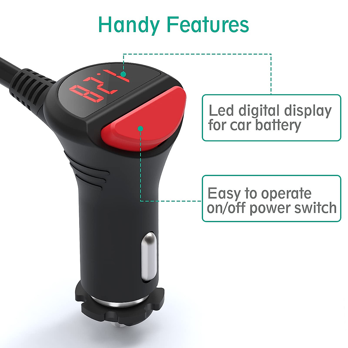 AUOPLUS 120W 3 Socket Cigarette Lighter Splitter Car Charger Adapter, LED Voltage Display Dual 4 USB Chargers(6.8A), Car Charger On/Off Switches 12V for iPhone iPad Samsung GPS Dashcam