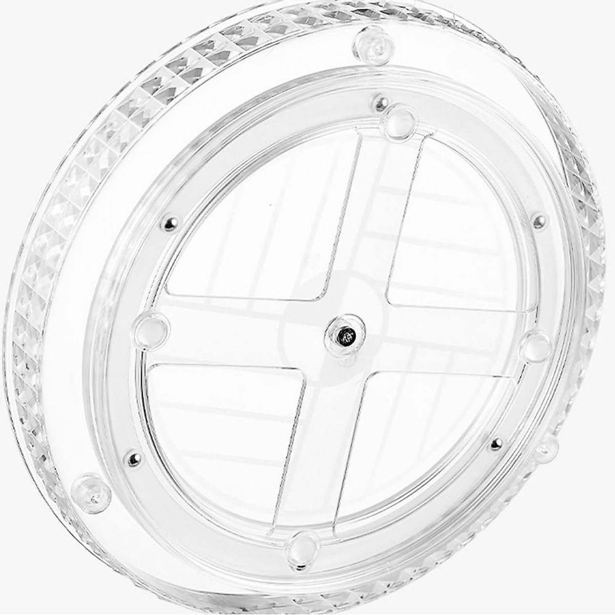 BYFU 3 Tier Rotating Lazy Susan Makeup Organizer, Turntable Clear Diamond Cosmetic Display Storage Tray, Plastic Bathroom Holder Rack for Kitchen, Table, Cabinet, Countertop, Pantry (Clear Diamond)