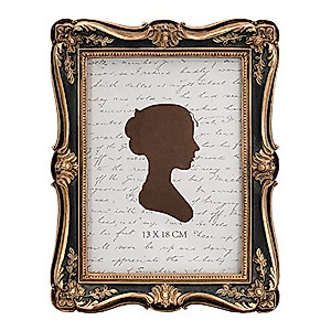 AELS 5x7 Inch Vintage Picture Frame, Elegant Antique Photo Frames with Glass Front, Photo Display, Tabletop Wall Hanging, Gift Ideas, Gold and Black