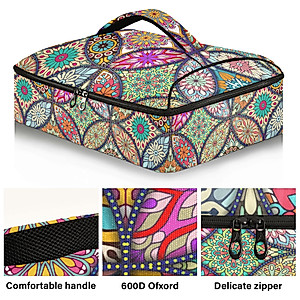 aiyojasen Insulated Casserole Dish Carrier Bag,Mandala Reusable Carrier Keeps Food Hot or Cold, Perfect for Lasagna Pan, Casserole Dish & More