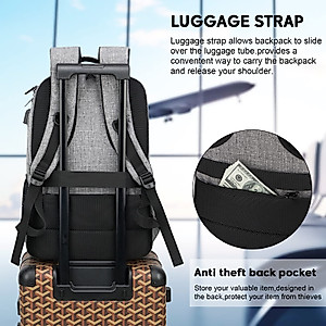 Lumesner Laptop Backpack for Men,Water Resistant Travel Laptop Backpack with USB Charging Port,Anti Theft College School Backpack Laptop Bag for Women Fits 15.6 Inch Computer and Notebook-Grey