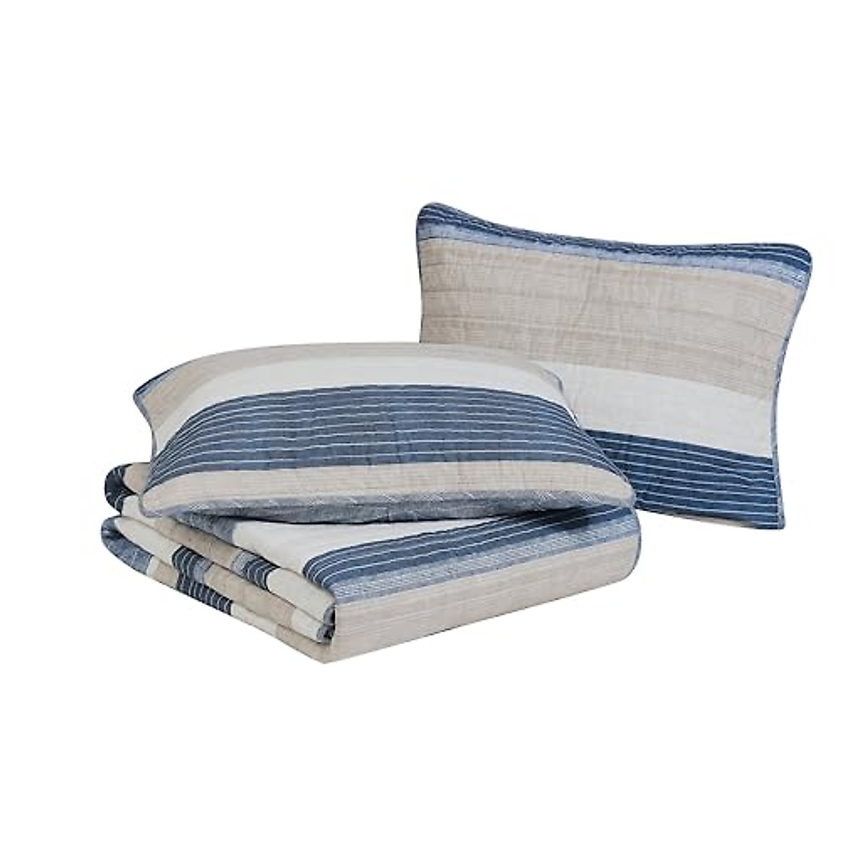 Nautica - Queen Quilt Set, Cotton Reversible Bedding with Matching Shams, Home Decor for All Seasons (Ridgeport Denim, Queen)