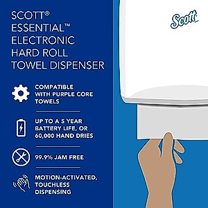 Scott Essential Hard Roll Paper Towel Electronic Dispenser (48858), Fast Change, White 12.7" x 15.76" x 9.57"