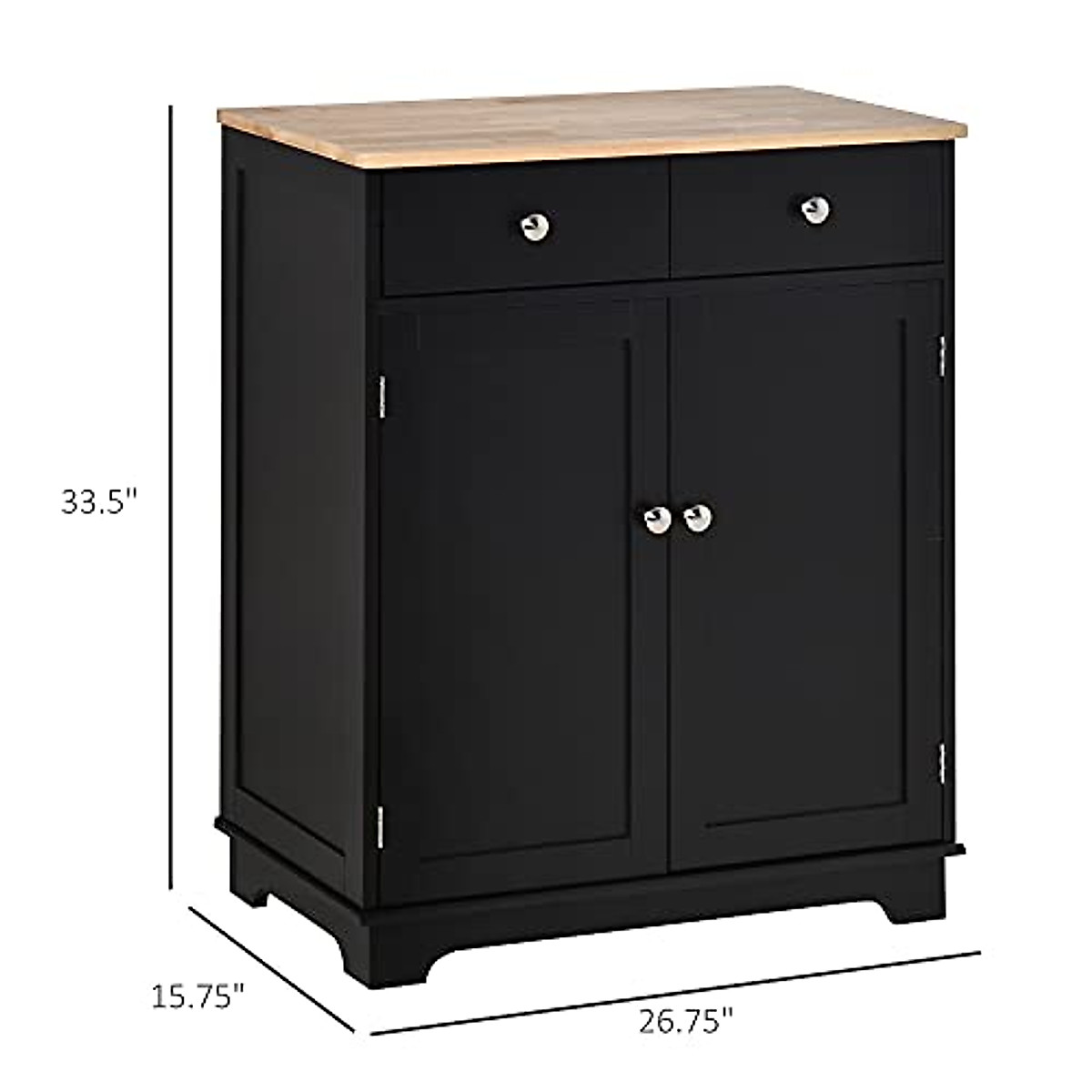 HOMCOM Double Door Sideboard Buffet Cabinet, Kitchen Cabinet, Coffee Bar Cabinet with 2 Drawers, Adjustable Shelf for Living Room and Hallway, Black